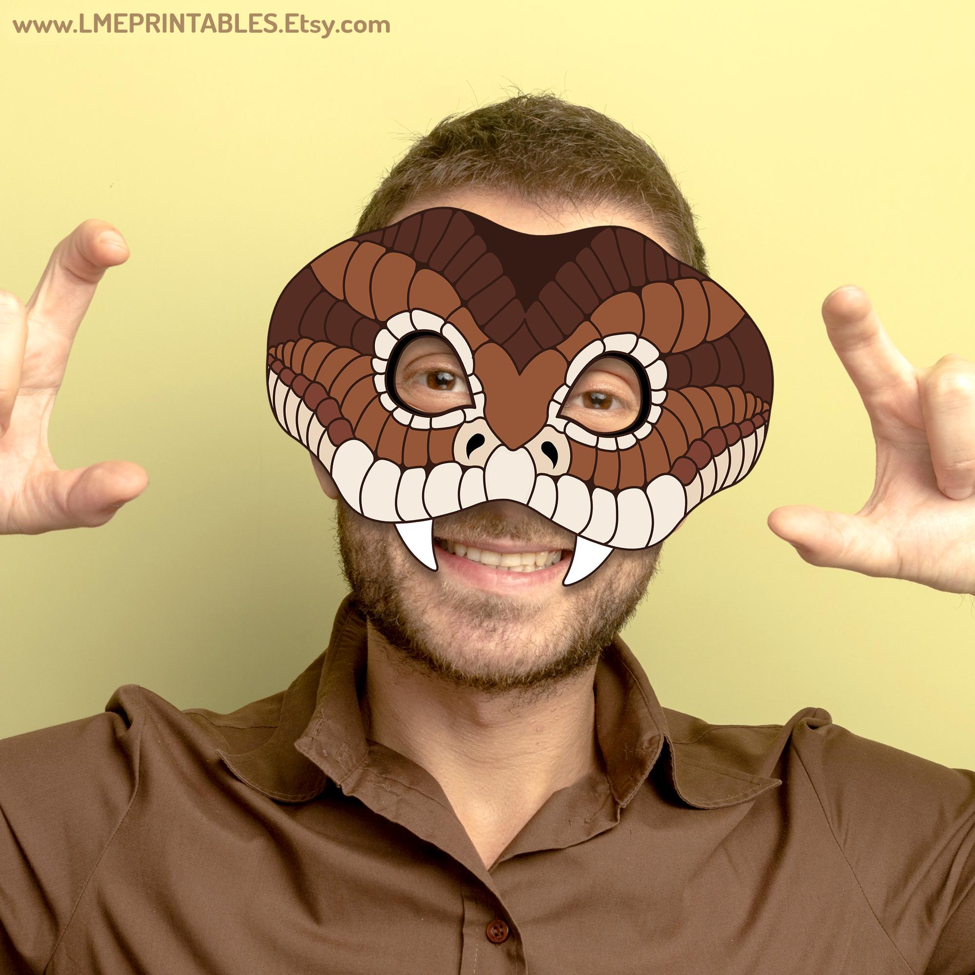 Snake Printable Mask DIY Costume Halloween Reptile Brown Lizard Animal ...
