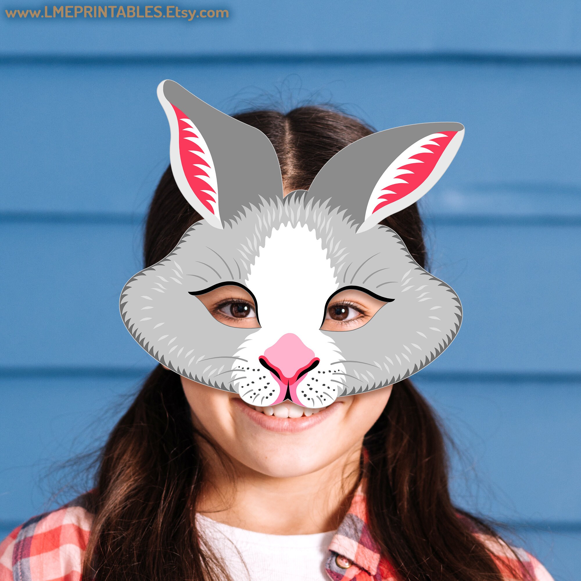 Gray Rabbit Printable Mask Bunny Netherland Easter Halloween Paper ...