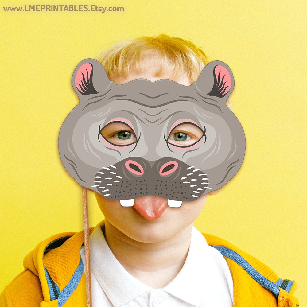 Hippo Printable Mask Hippopotamus Halloween Costume Pool Party - Etsy