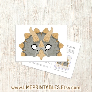 Triceratops Mask Printable Dinosaur Costume Animal Carnival Halloween ...