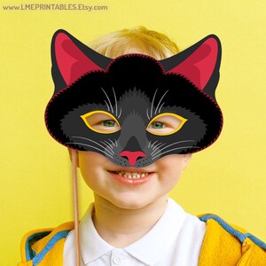 Black Cat Mask Printable Halloween Party Costume Pet Animal Pattern ...