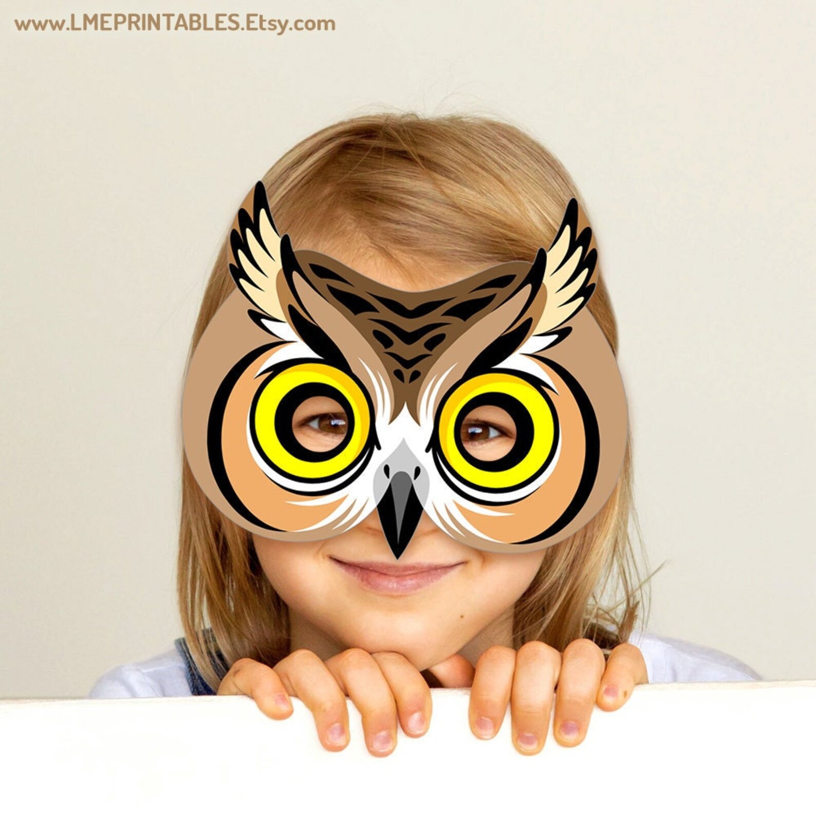 Owl Mask Bird Printable Great Horned Owl Halloween Costume Party Paper ...
