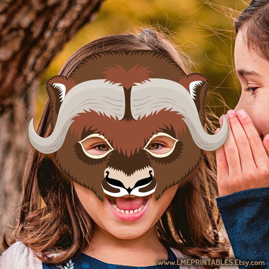 Musk Ox Mask Printable Costume Animal American Bull Bison Buffalo Yak ...