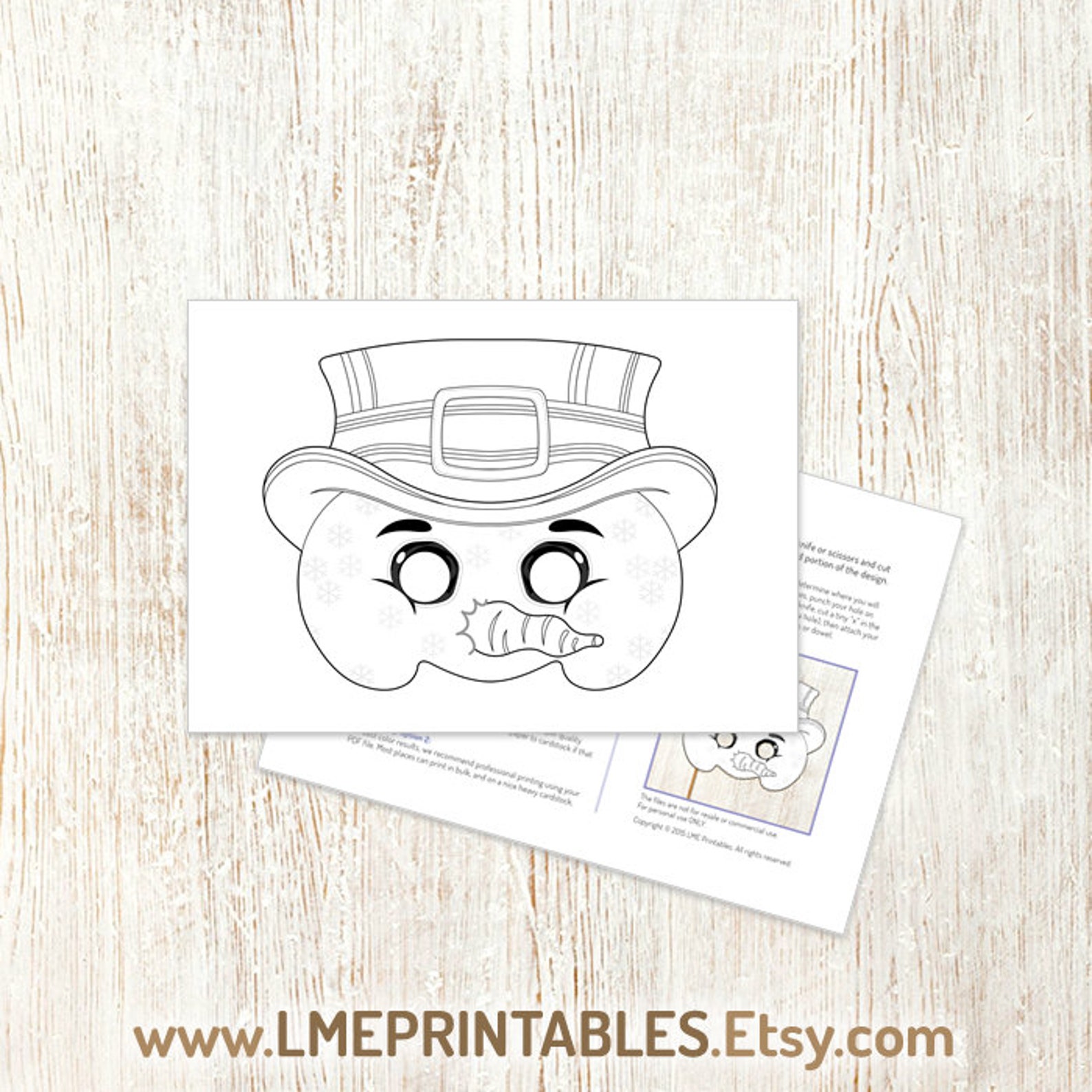 Snowman Coloring Mask Printable Halloween Costume Christmas Party Snow ...