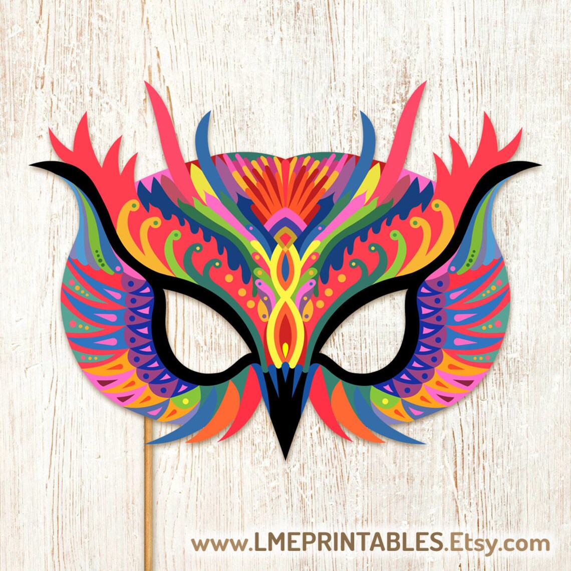 Owl Bird Mask Printable Halloween Costume Party Birthday Colorful Paper ...