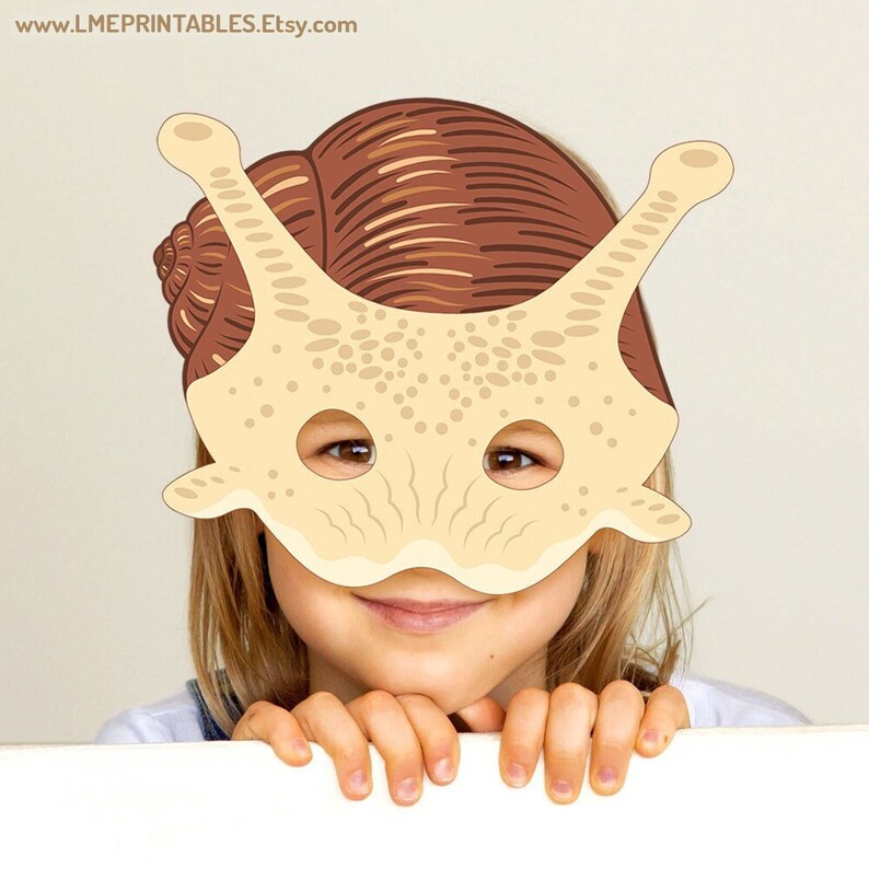 Snail Printable Mask Halloween Costume Animal Shell Party Favor Garden ...