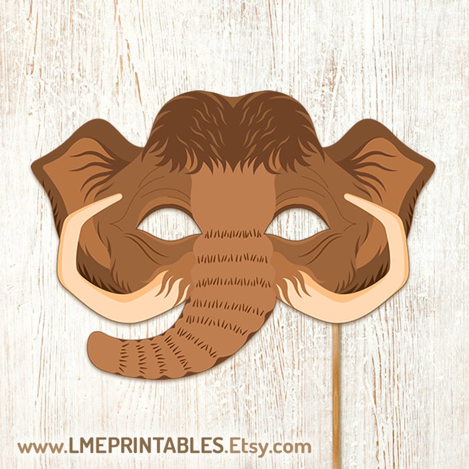 Mammoth Printable Mask Halloween Costume Prehistoric Paper - Etsy