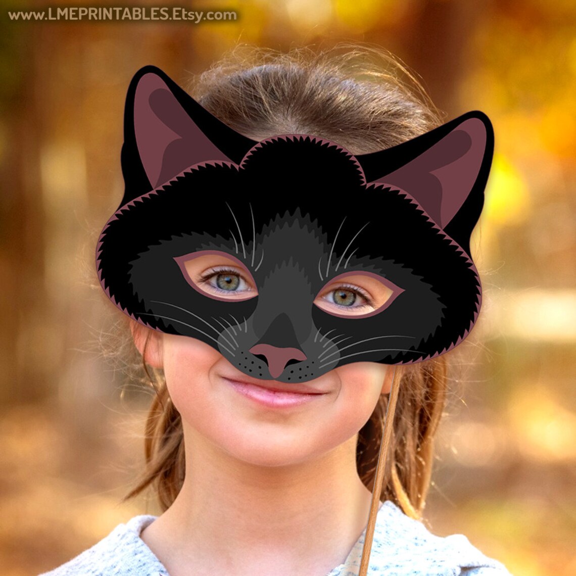 Black Cat Mask Printable Halloween Party Costume Pet Animal - Etsy