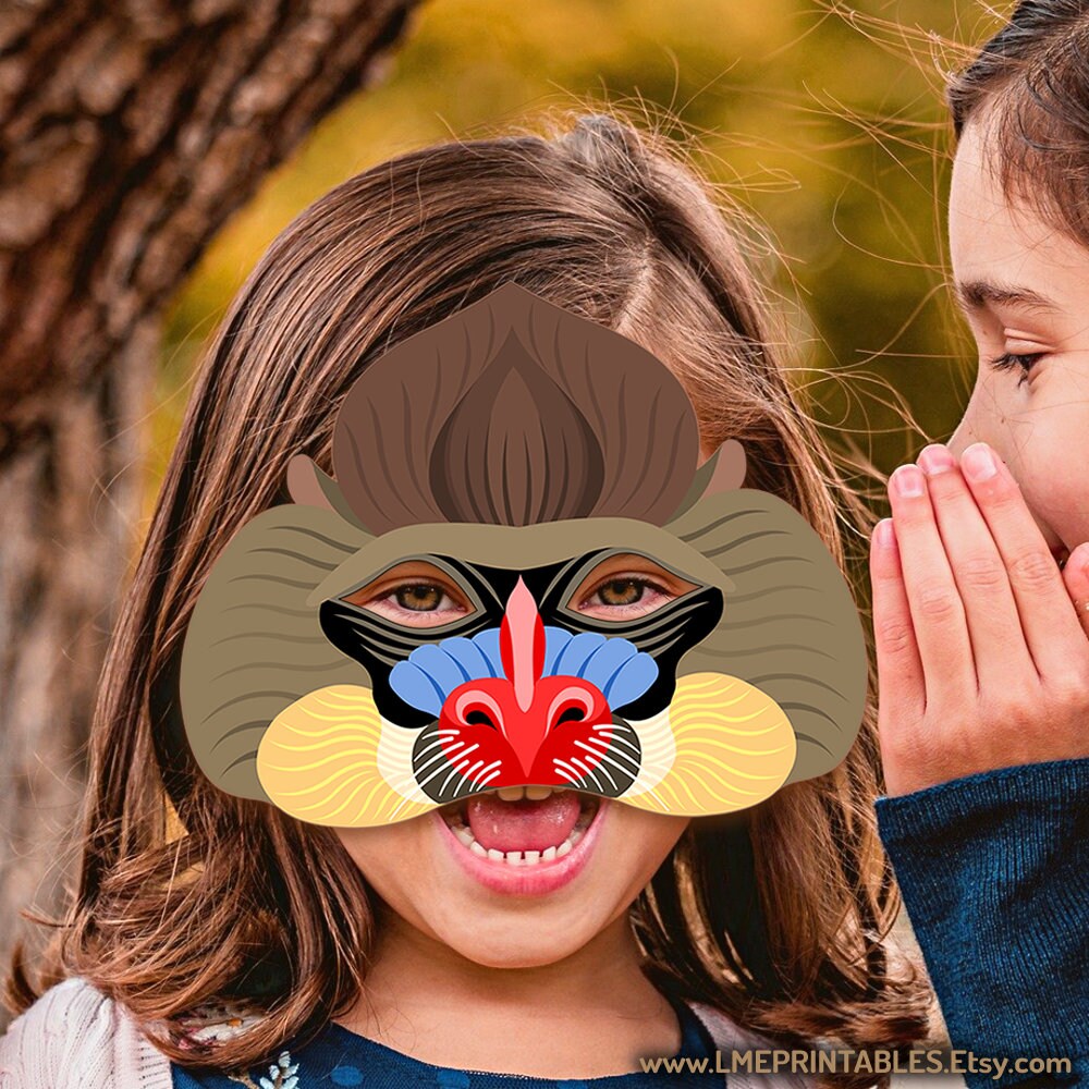 Mandrill Mask Printable Animal Monkey Halloween Costume Kid - Etsy