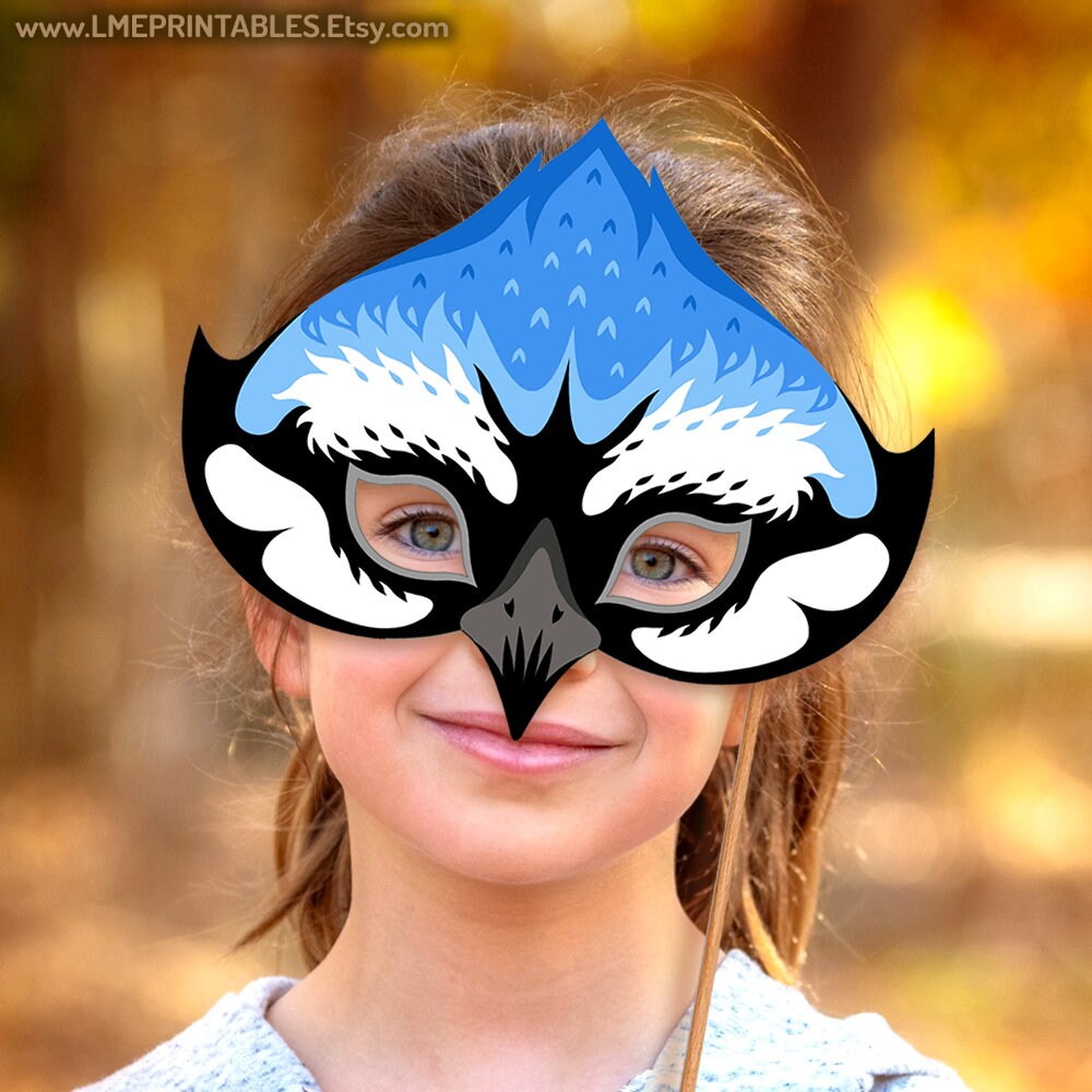Blue Jay Bird Mask Printable Animal Halloween Costume Paper Craft ...