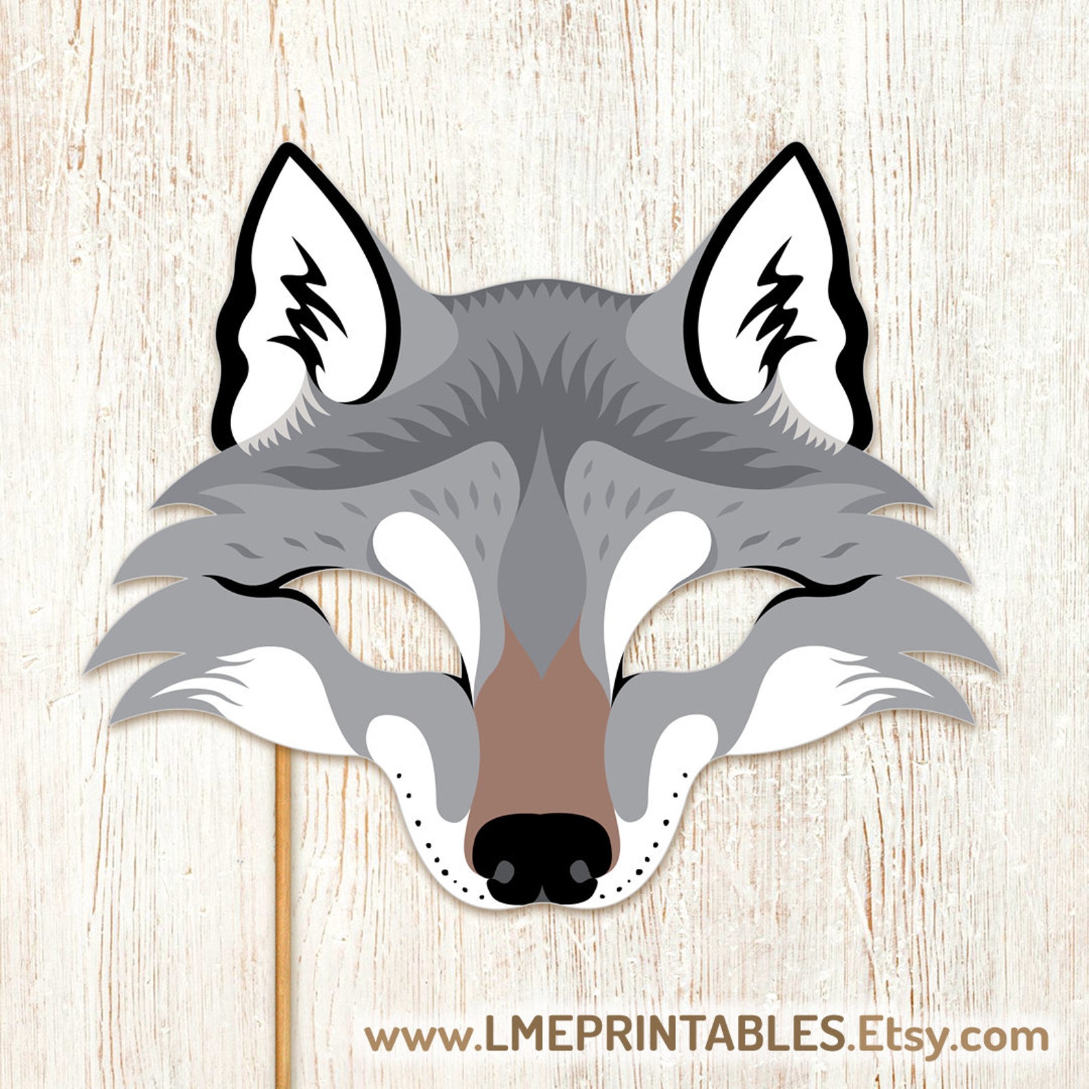 Gray Wolf Mask Printable Costume Carnival Woodland Halloween Party ...