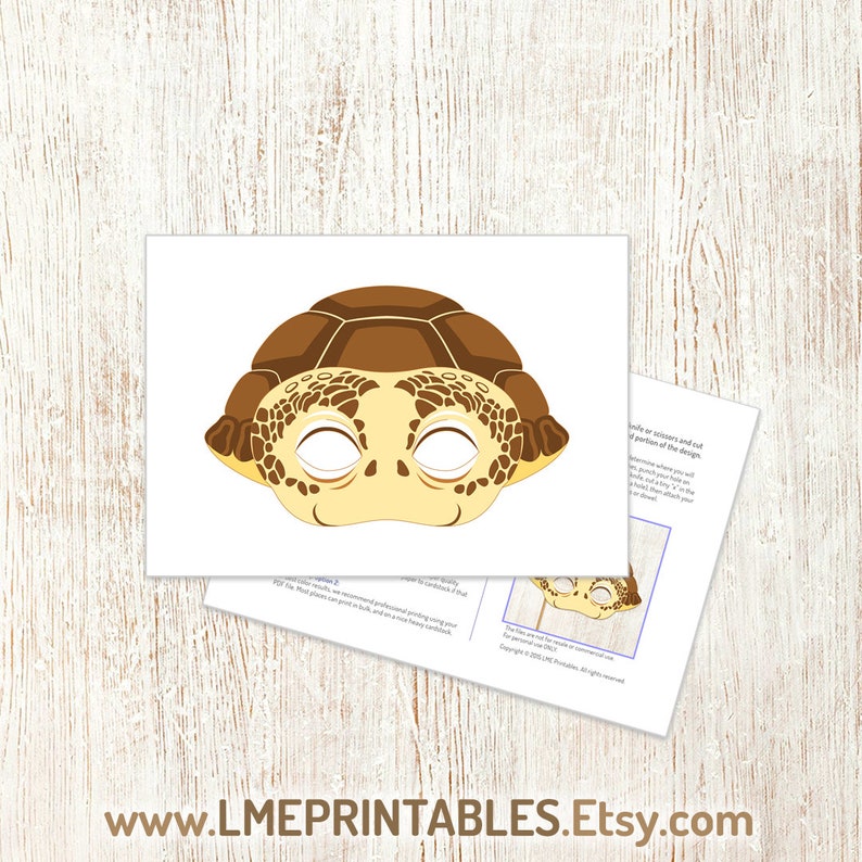 Turtle Printable Mask Sea Tortoise Costume Aquatic Animal Halloween ...