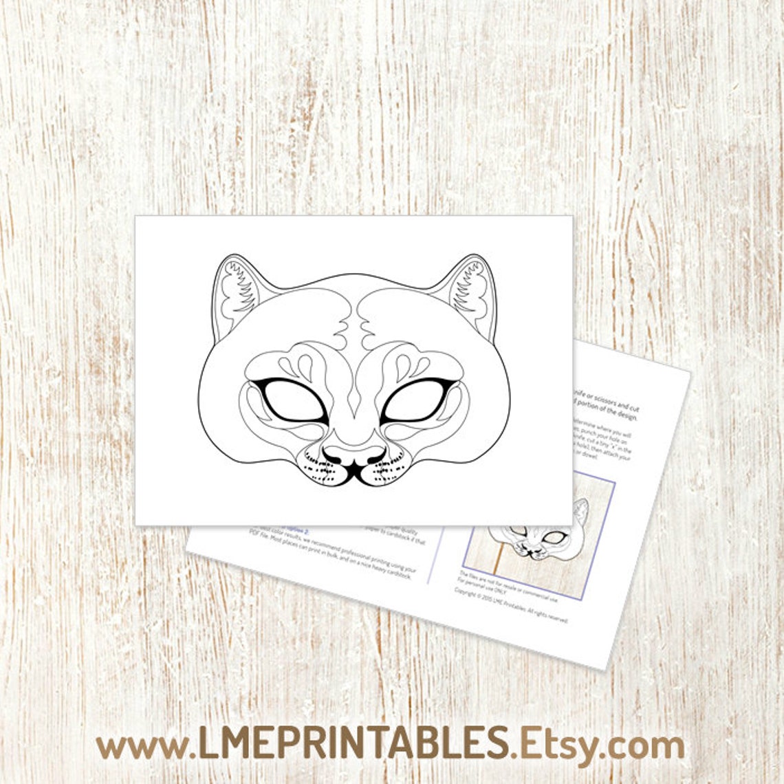 Puma Coloring Mask Printable Animal Mountain Lion Halloween Costume ...