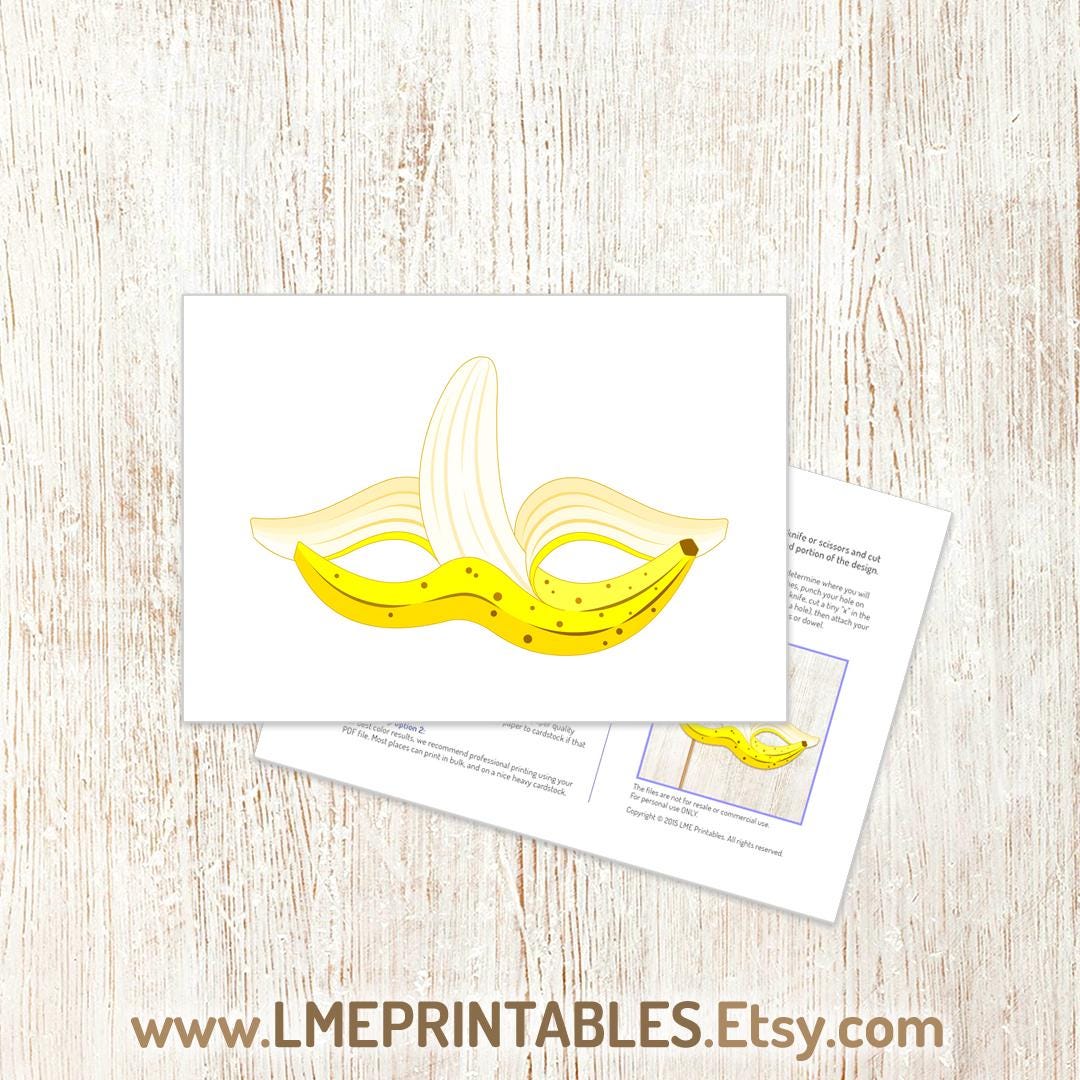 Banana Mask Printable Fruit Tropical Activity School Halloween Costume ...