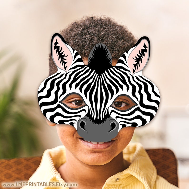 Zebra Mask Printable Animal Halloween Costume Party Favor Safari Jungle ...