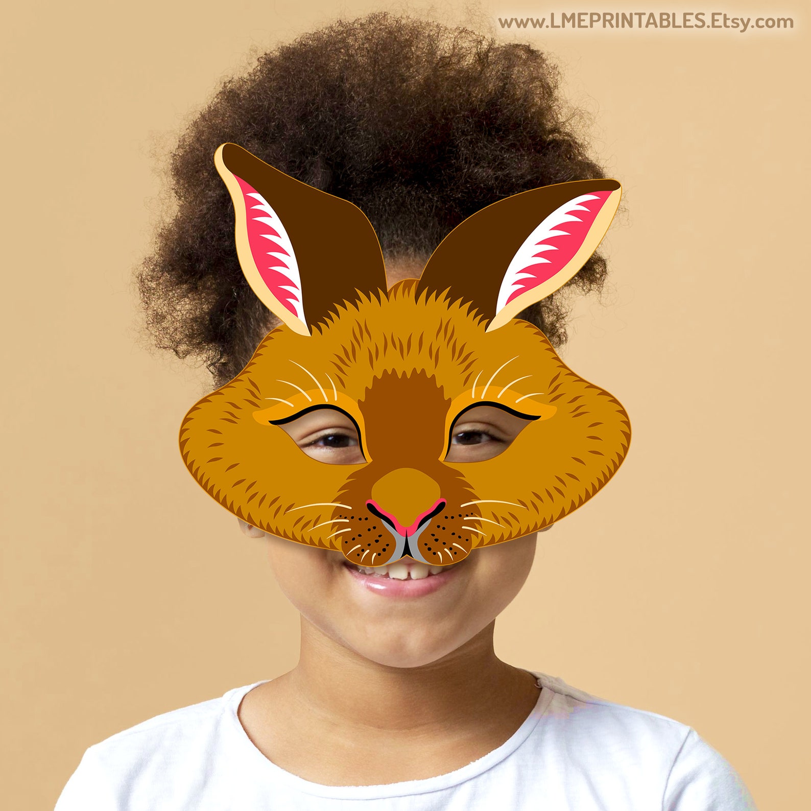 Brown Rabbit Printable Mask Bunny Easter Halloween Hare Costume Zodiac ...