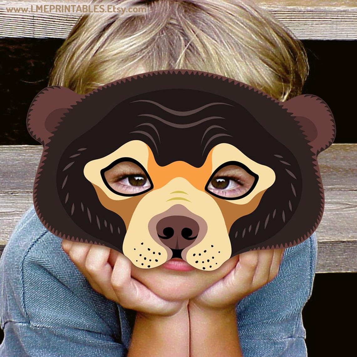 Sun Bear Mask Printable Costume Halloween Woodland Paper Animal Honey ...