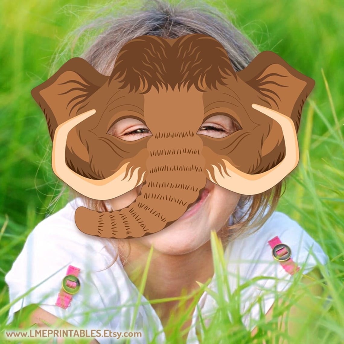 Mammoth Printable Mask Halloween Costume Prehistoric Paper - Etsy