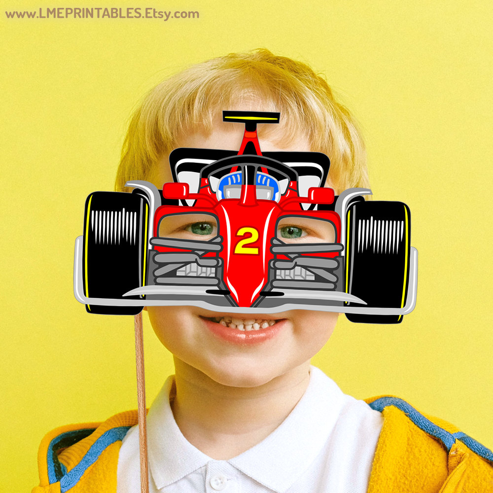 Race Car Mask Printable Formula 1 Costume F1 Birthday Party Carnival ...