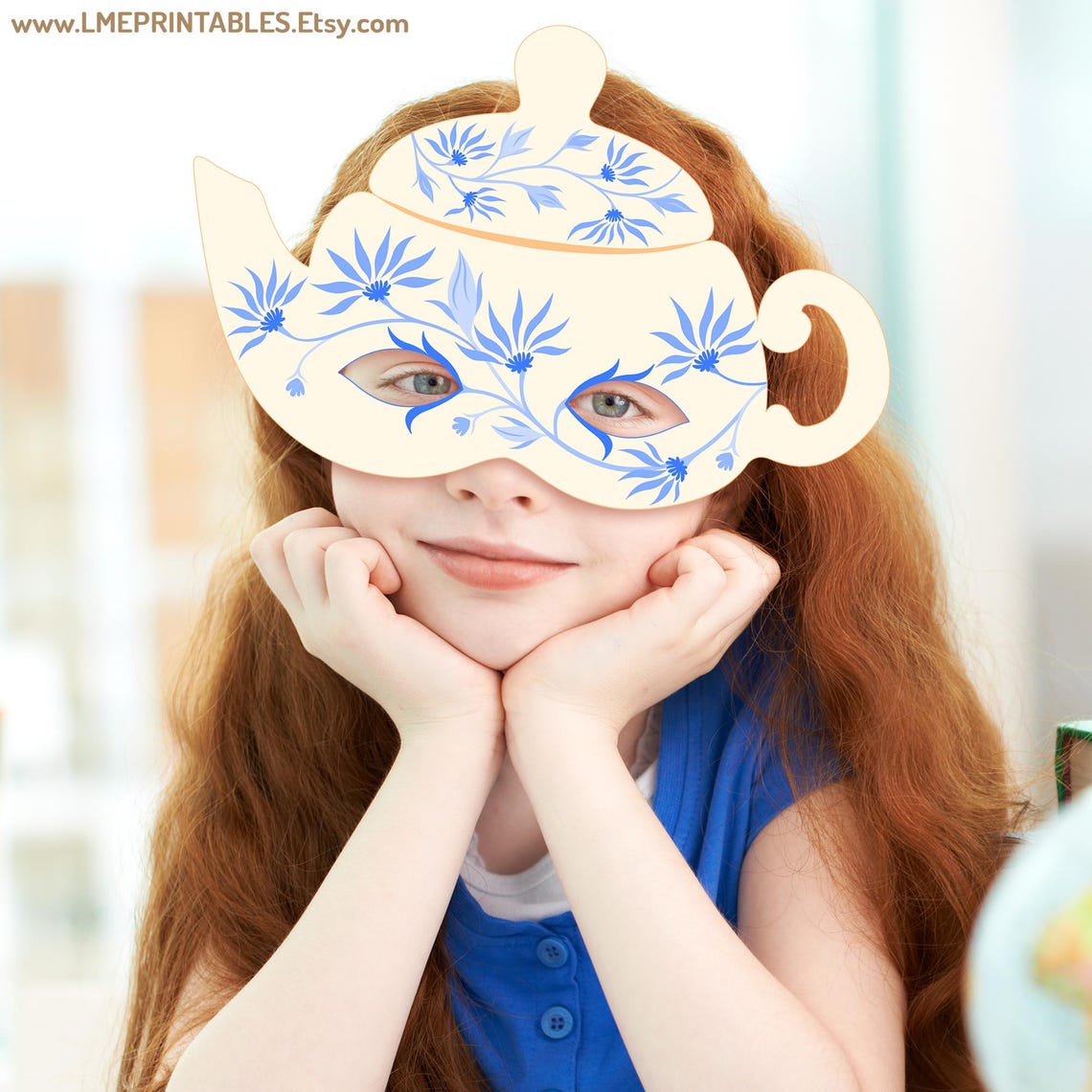 Tea Time Printable Mask Party Favor Teapot Halloween Costume Role Play ...