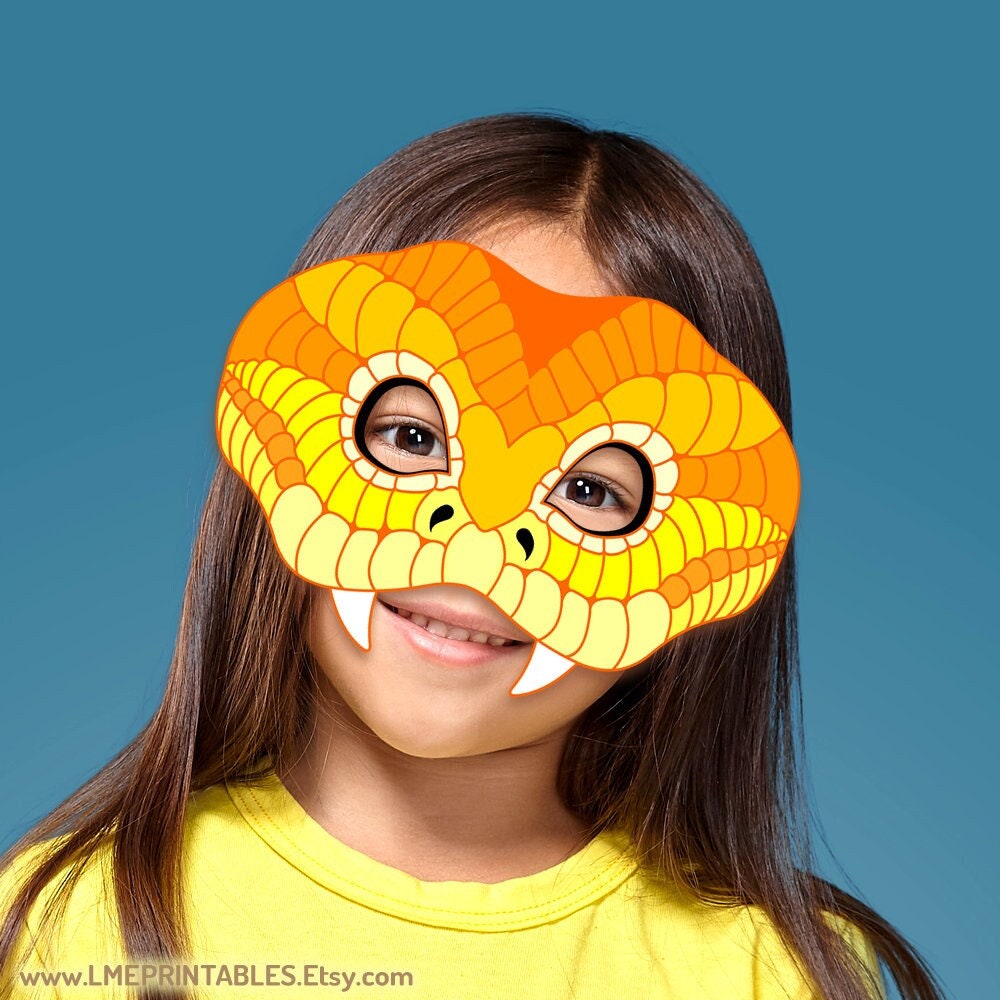Yellow Orange Snake Printable Mask Halloween Costume Reptile Lizard ...