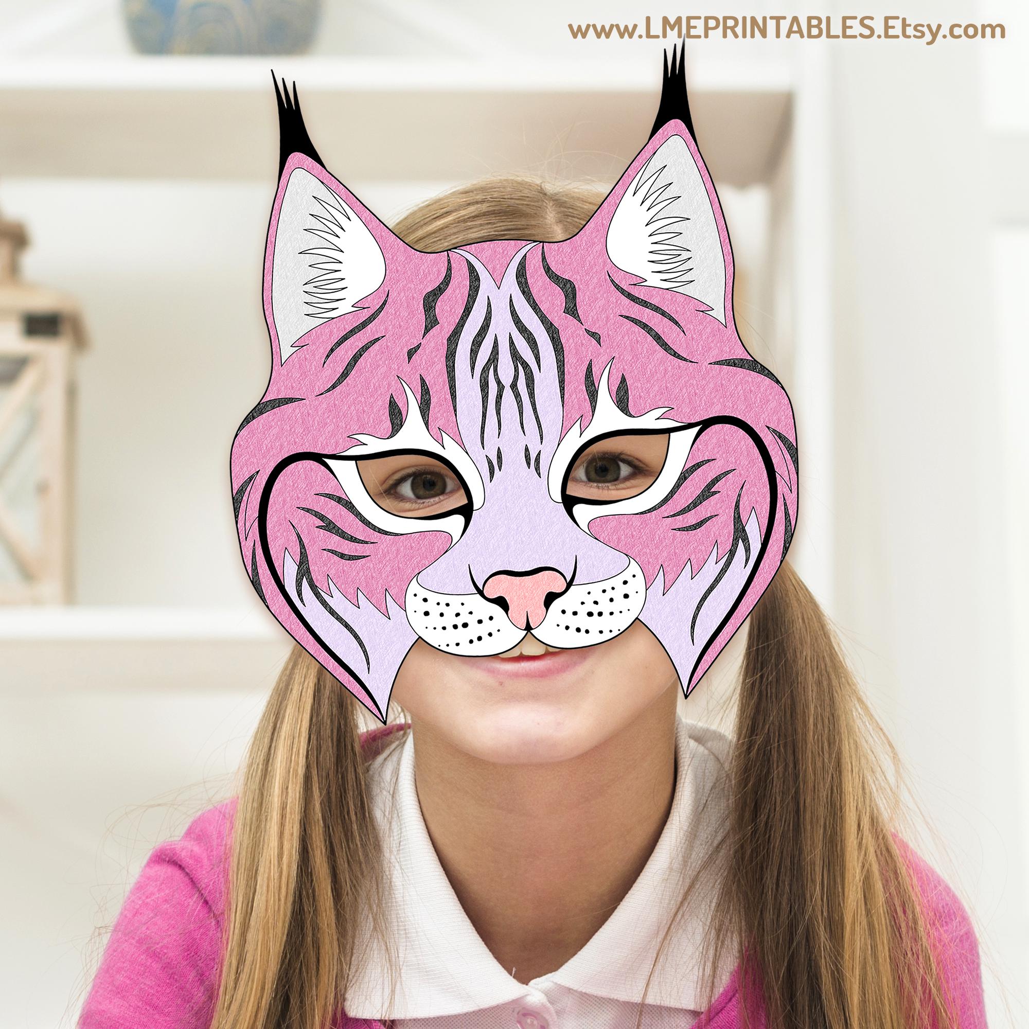 Lynx Coloring Mask Printable Costume Halloween Animal Masks Bobcat Kid ...