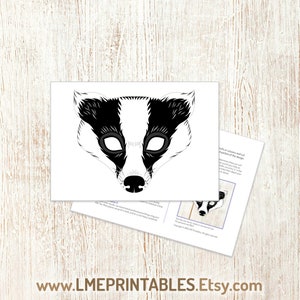 Badger Mask Printable Animal Halloween Costume Hufflepuff Woodland ...
