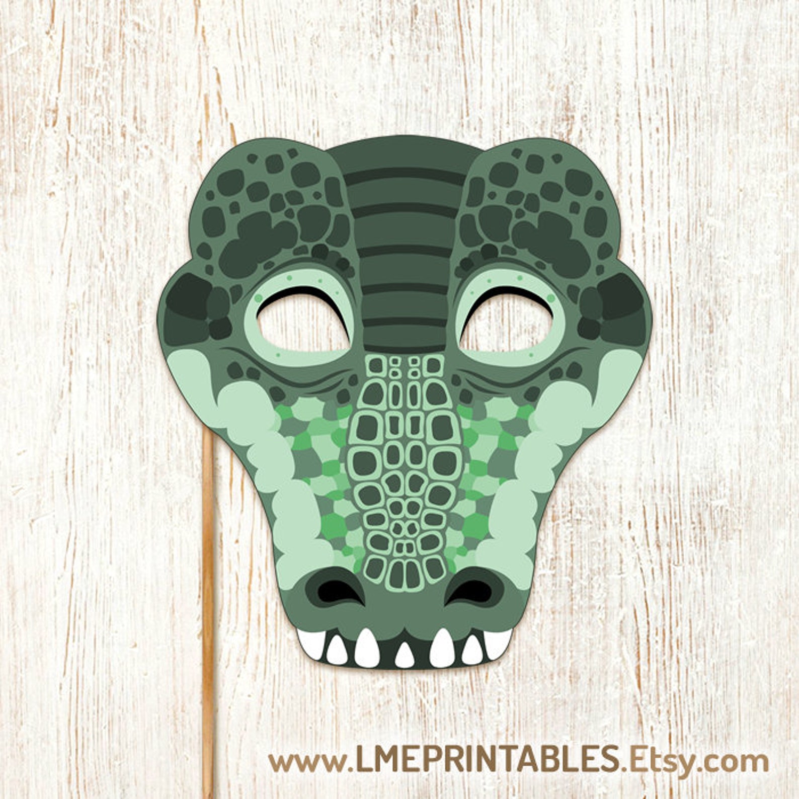 Crocodile Printable Mask Reptile Halloween Costume Green - Etsy