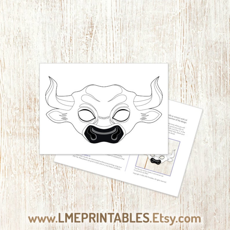 Bull Coloring Mask Printable Halloween Costume Colouring Ox Animal Farm ...