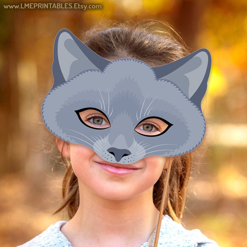 Russian Blue Cat Printable Mask Halloween Party Costume Animal - Etsy