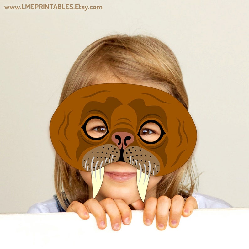 Walrus Mask Printable Halloween Animal Costume Kid Adult Template Pool ...