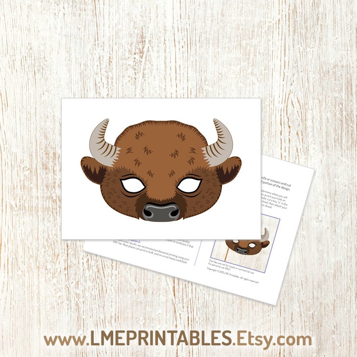 Bison Mask Printable PDF Buffalo Halloween Costume Animal - Etsy Canada