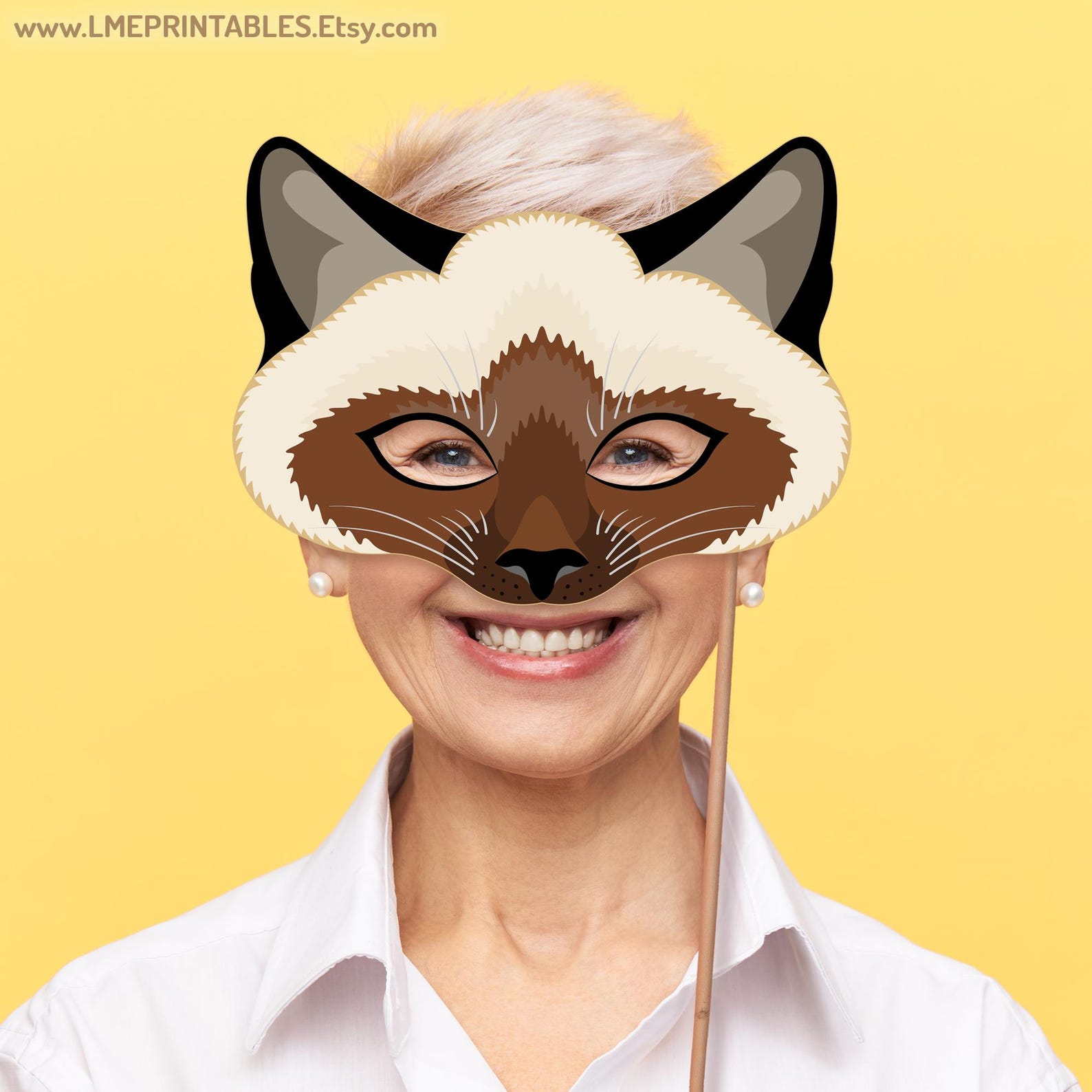 Siamese Cat Mask Printable Costume Animal Halloween Party Favor ...