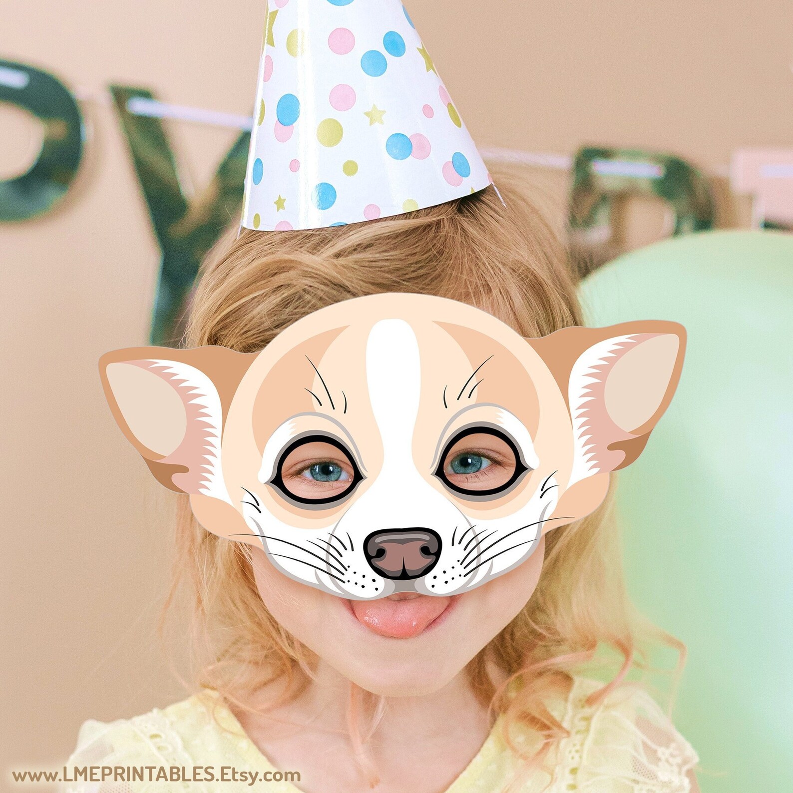 Chihuahua Dog Mask Printable Costume Puppy Animal Halloween Paper Craft ...