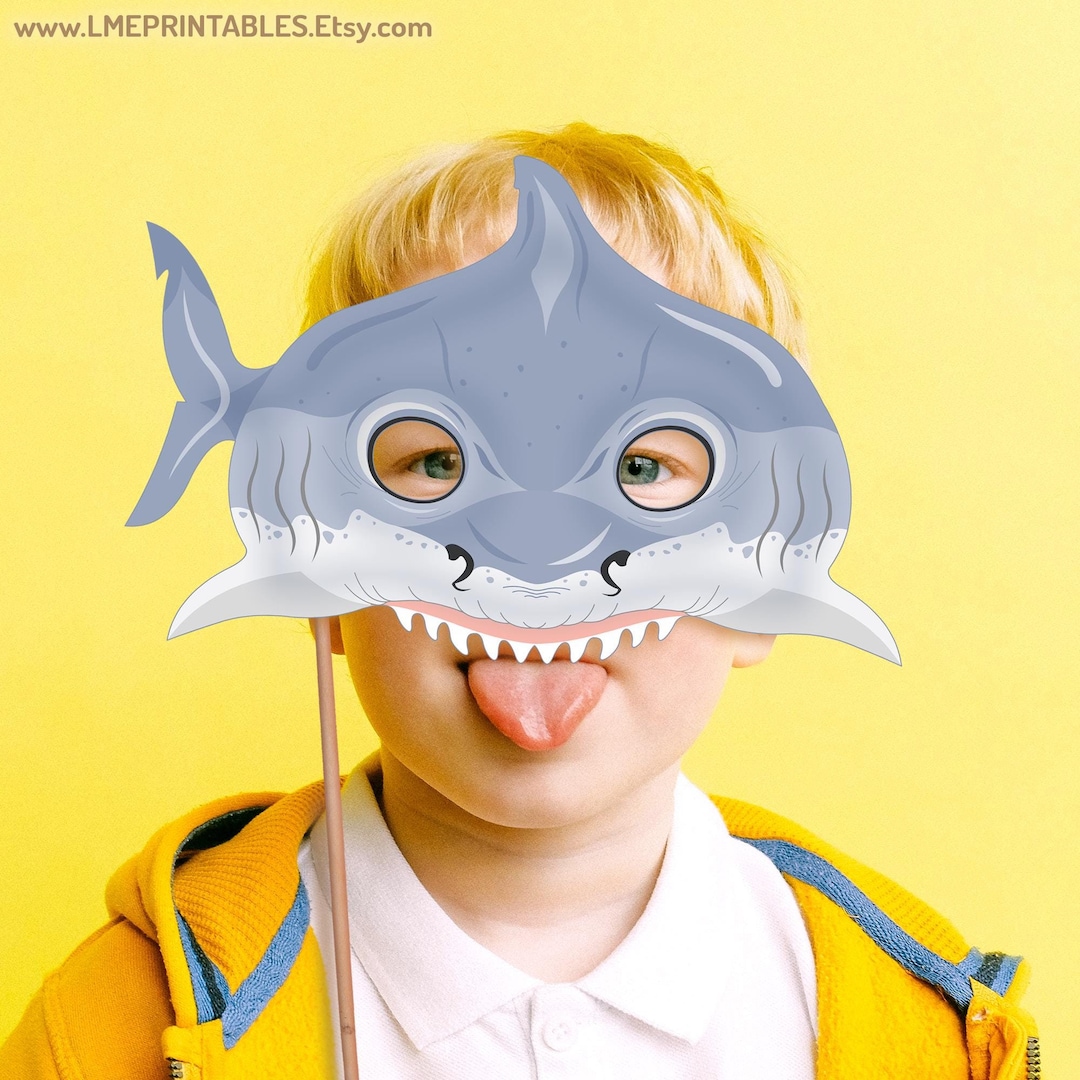 Shark Printable Mask Costume Fish Pool Party Beach Sea Animal Carnival ...