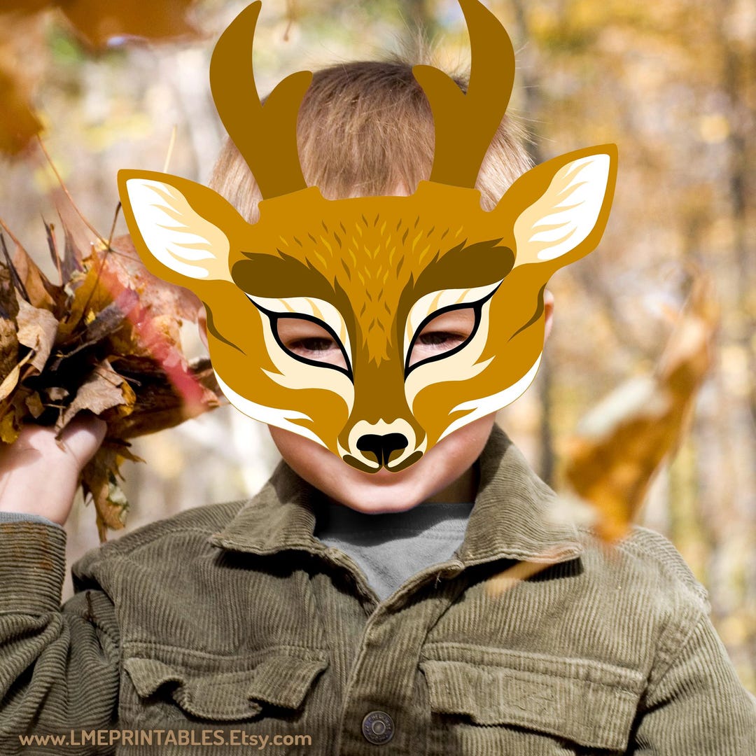 Printable Deer Mask Reindeer Costume Birthday Party Forest Woodland ...