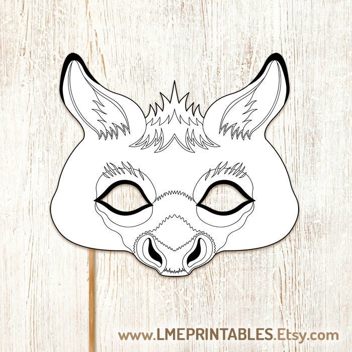 Donkey Coloring Mask Printable Halloween Costume Colouring - Etsy