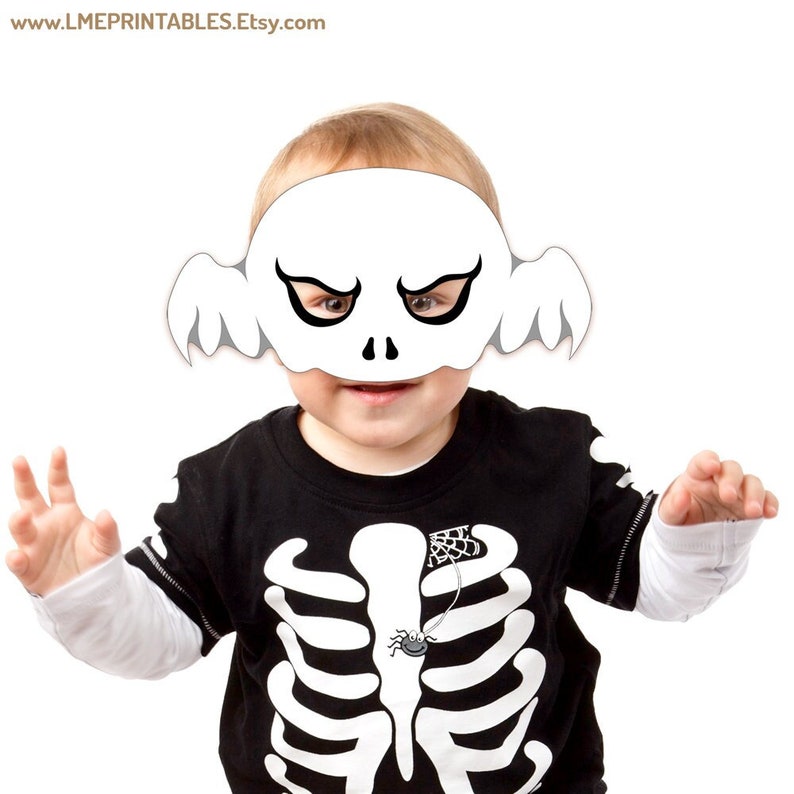 Ghost Skull Mask Printable Halloween Baby Costume Party Boo Skeleton ...