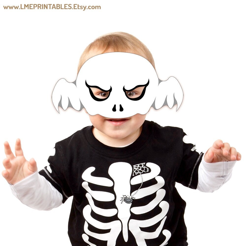 Ghost Skull Mask Printable Halloween Baby Costume Party Boo Skeleton ...