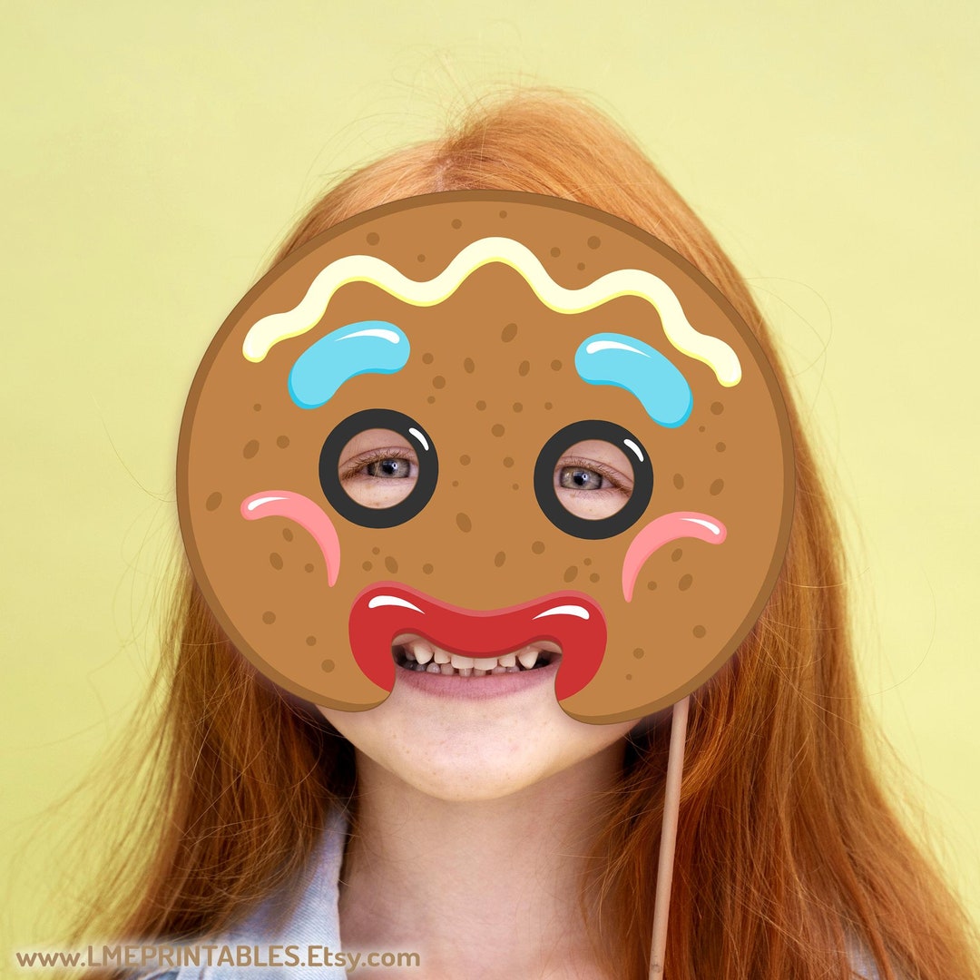 Gingerbread Man Mask Printable Christmas Cookie Costume Winter Party ...