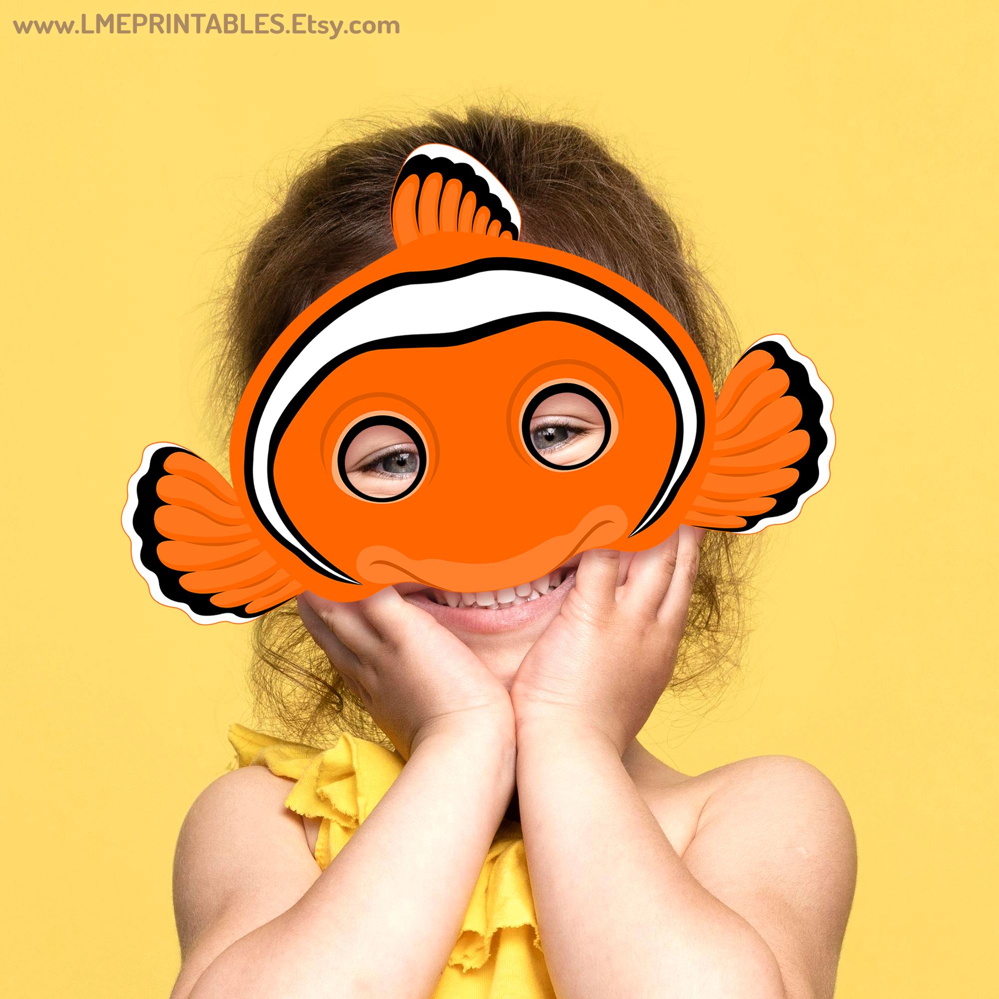 Clownfish Printable Mask Halloween Costume Clown Fish Orange Sea Animal ...