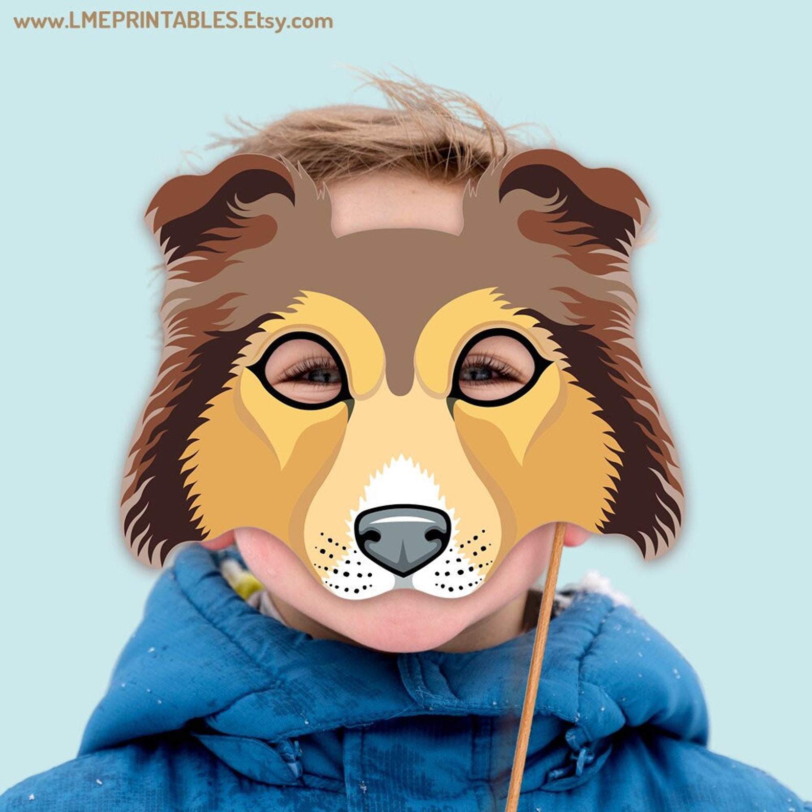 Collie Dog Mask Printable Halloween Animals Costume Kid Adult - Etsy