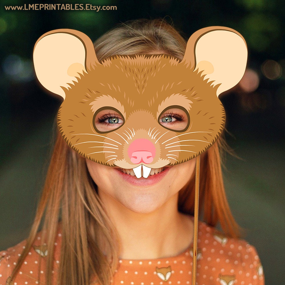 Mouse Mask Printable Halloween Costume Mice Rat Paper Animal Sewer Rat ...