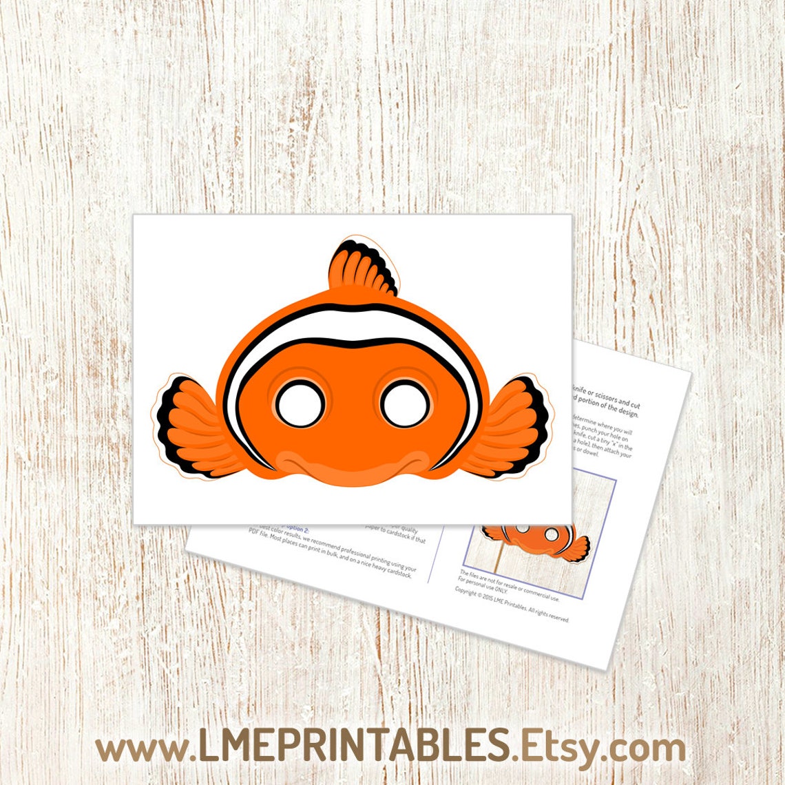Clownfish Printable Mask Halloween Costume Clown Fish Orange Pattern ...