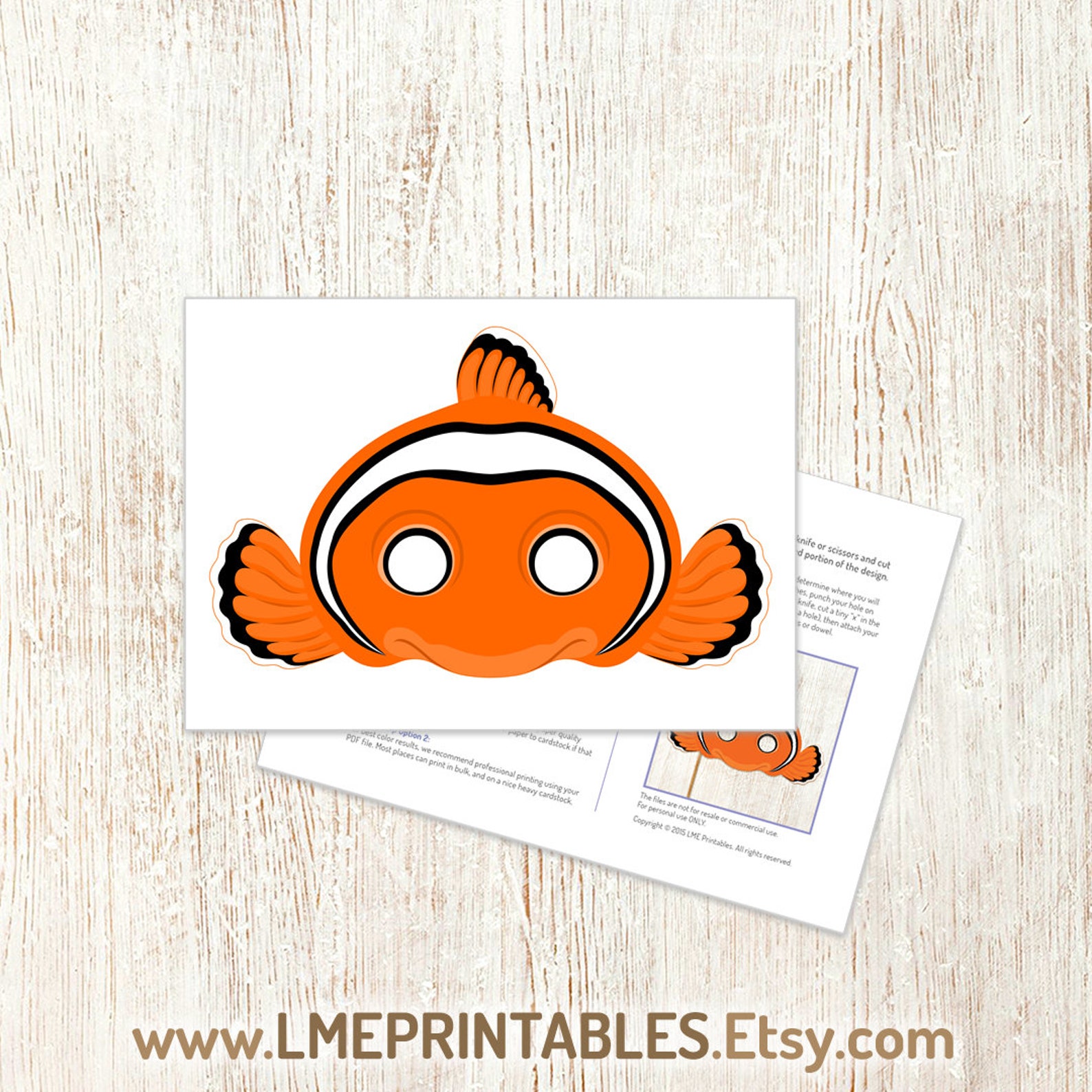 Clownfish Printable Mask Halloween Costume Clown Fish Orange Sea Animal ...