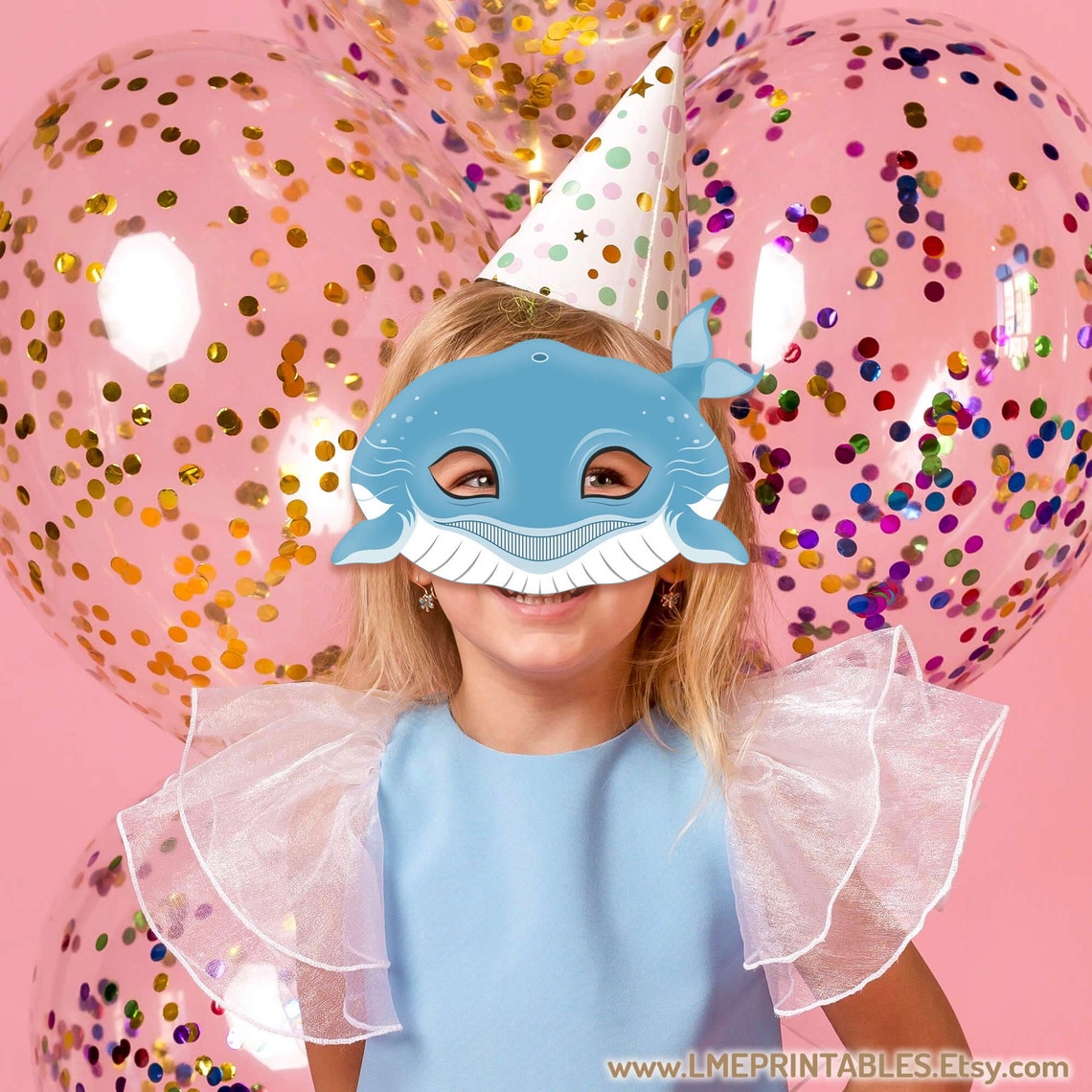Whale Mask Printable Halloween Costume Blue Whale Pool Party Paper ...