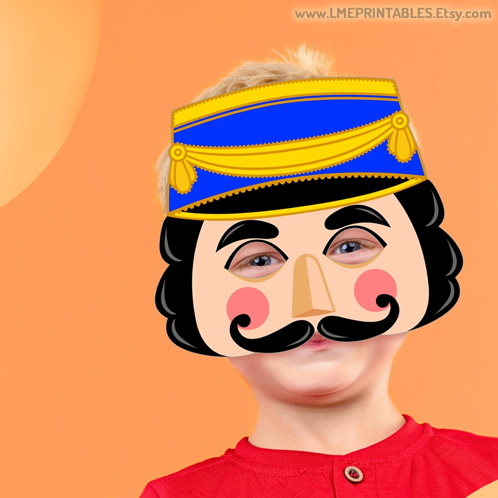 Nutcracker Mask Printable Christmas Costume Soldier Winter Party Photo ...