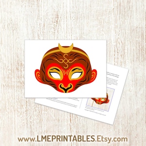 Monkey King Mask Printable Costume Sun Wukong Journey to West School ...