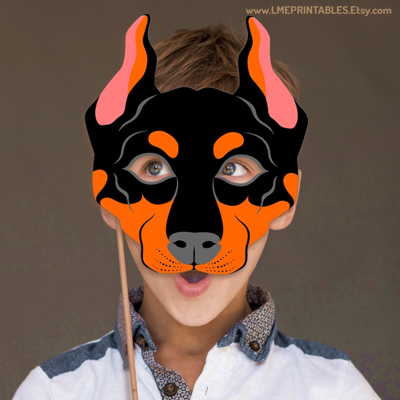 Doberman Dog Mask Printable Halloween Costume Pinscher Animal Party ...