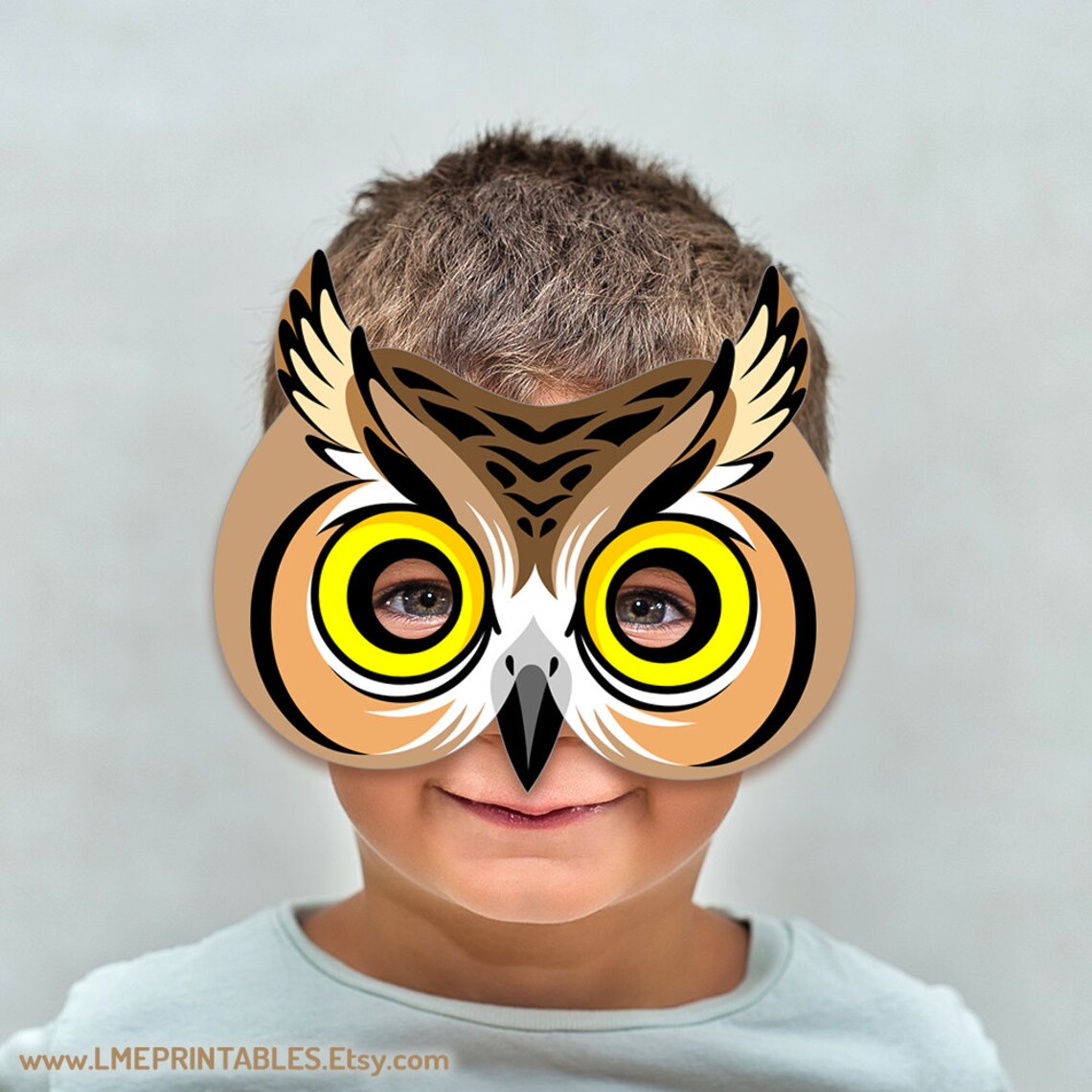 Owl Mask Bird Printable Great Horned Owl Halloween Costume Party Paper ...